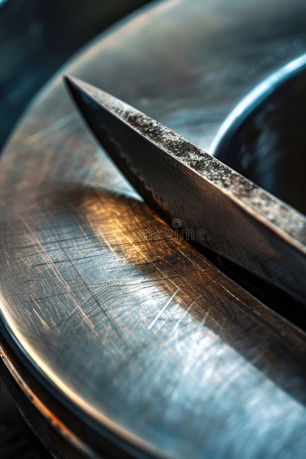 A Pair of Scissors Sitting on a Metal Plate Stock Photo - Image of ...