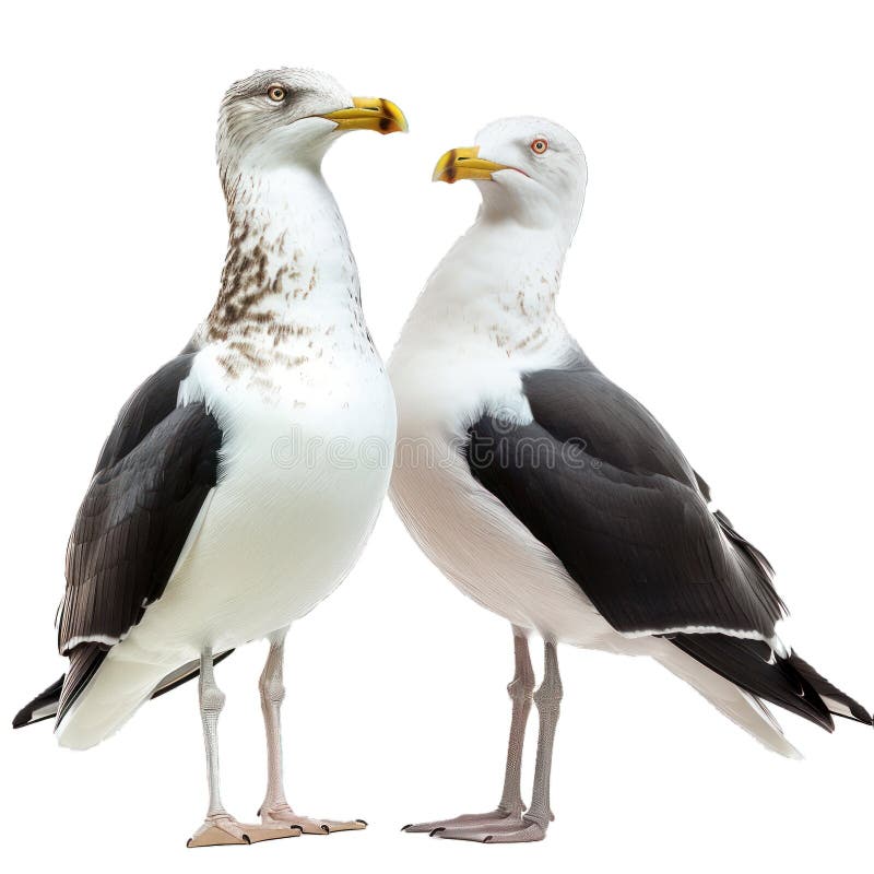 Pair of Seagulls on Transparent Background Stock Image - Image of ...