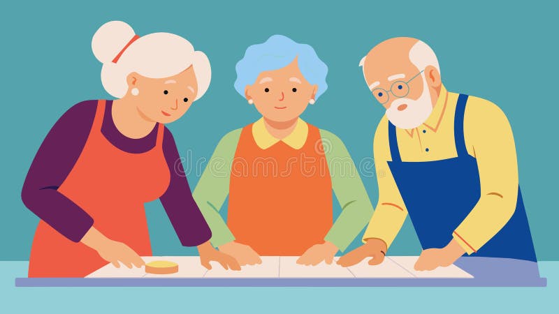 A Pair of Senior Couples Working Together Side by Side on a ...