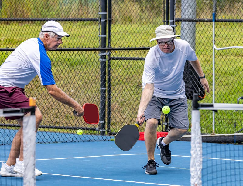 Pair of Senior Pickleball Players in Tournament Stock Image - Image of ...