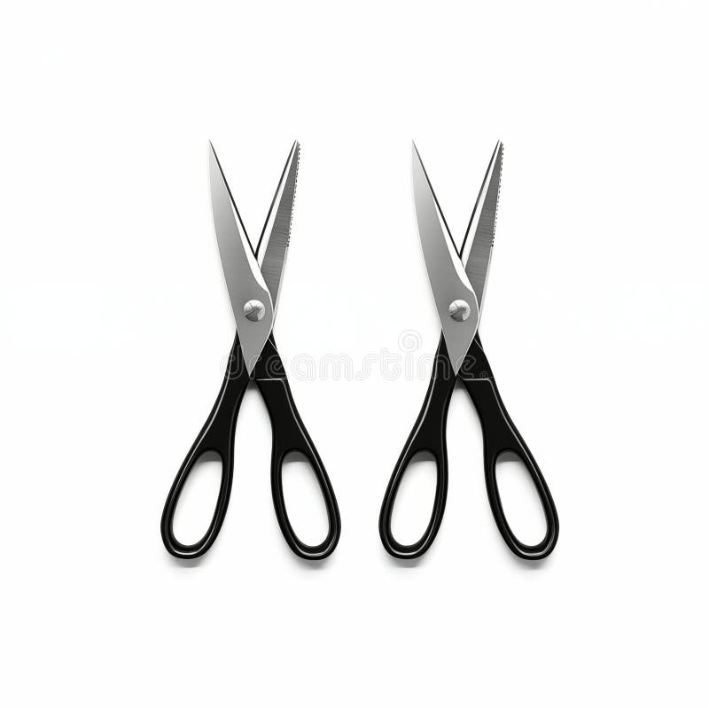 Pair of Sharp Black Handle Scissors with Stainless Steel Blades on ...