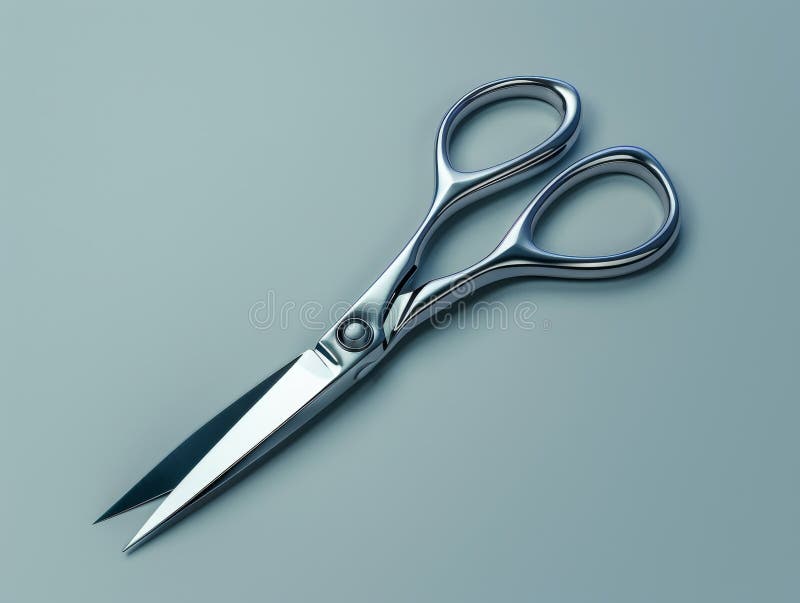 Pair of Sharp Metal Scissors on a Teal Background Stock Illustration ...