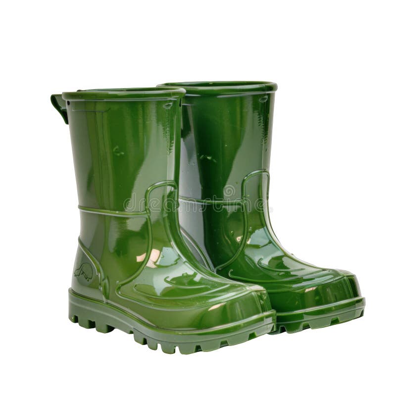 A Pair of Shiny Green Rubber Rain Boots Stock Image - Illustration of ...