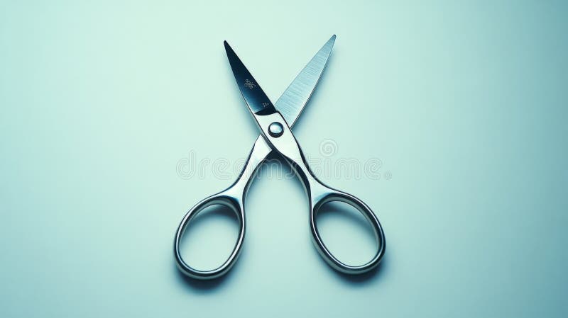 A Pair of Shiny Scissors Rests on a Smooth Surface. these Tools are ...
