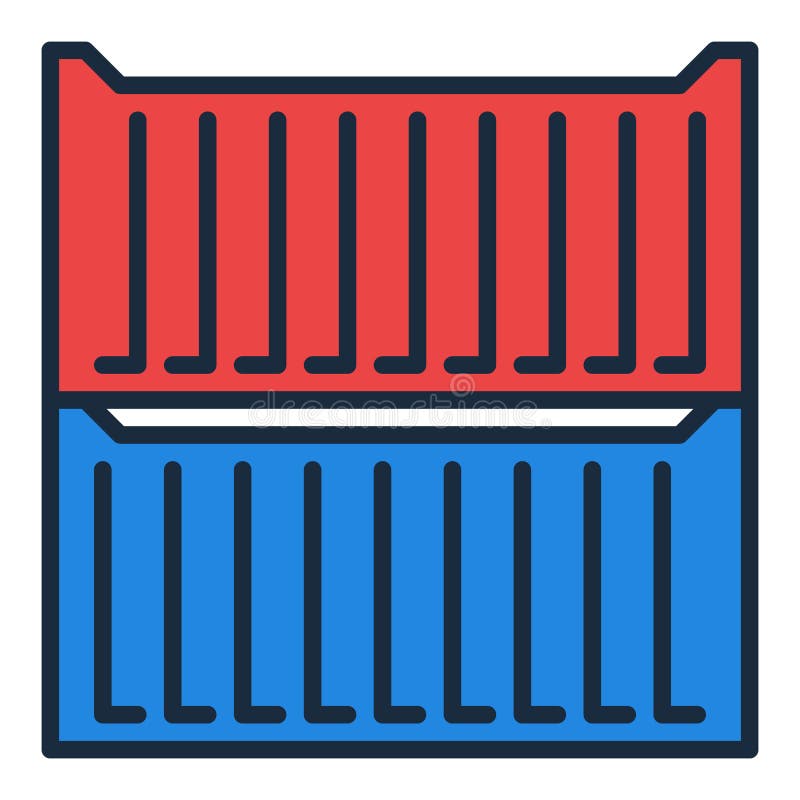 Pair of Shipping Containers Vector Colored Icon or Symbol Stock Vector ...