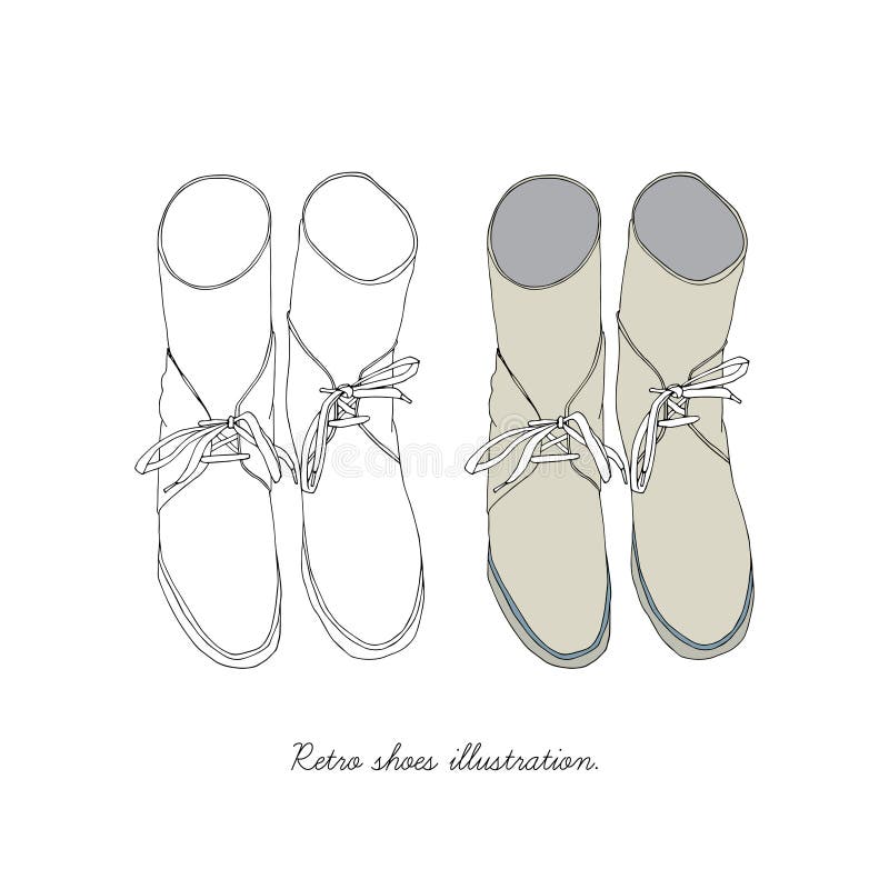 Pair of Shoes. Hand Drawn Design Stock Vector - Illustration of hike ...