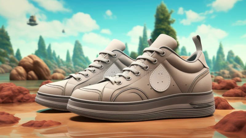 A Pair of Shoes Sitting on Top of a Sandy Ground, AI Stock Photo ...