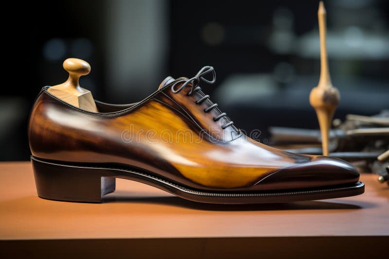 A Pair of Shoes on Wooden Table Stock Photo - Image of everyday ...