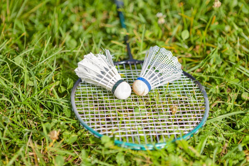 Pair of Shuttlecocks Along with Carbon Badminton Racket Placed Together ...