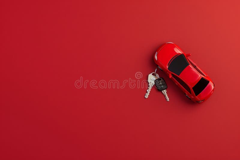 Shiny Red Car Keys on Vibrant Red Background in Daylight Setting Stock ...