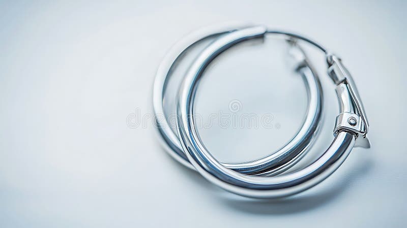 Pair of Silver Earrings with a Silver Band Stock Image - Image of shiny ...