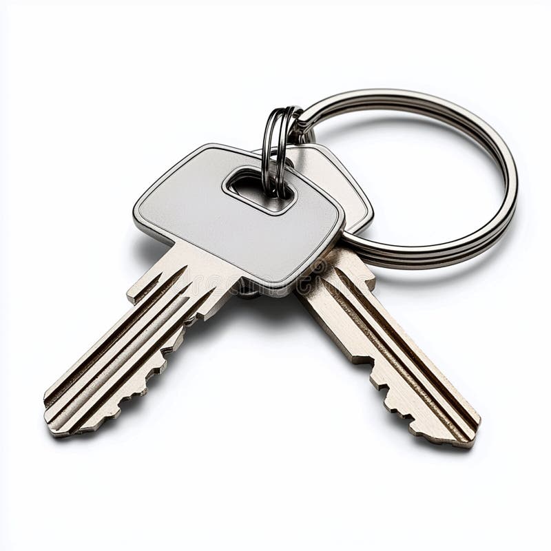 Silver Metal Keys on a Ring Security Access Open Unlock Secure Isolated ...