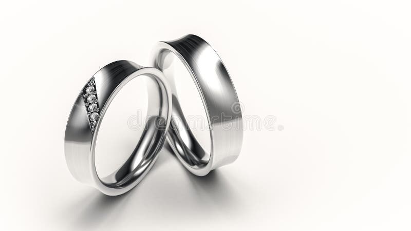 Pair of Silver Rings with Small Diamonds for Lovers Stock Illustration ...
