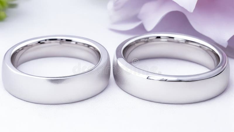 Pair of Silver Wedding Ring on White, Wedding Invitation Concept Stock ...
