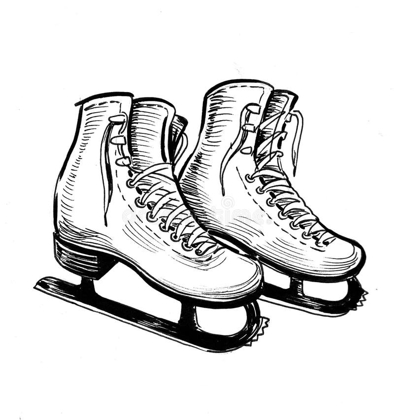 Pair Of Black Ice Skates On White Stock Vector - Illustration of dance ... Pair Of Black Ice Skates On White Stock Vector - Illustration of dance ...