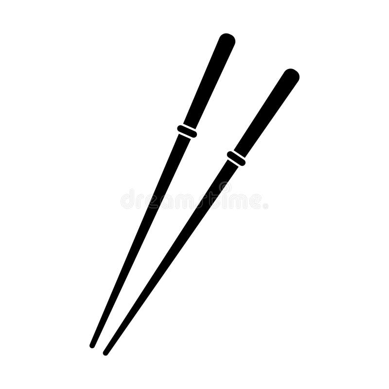 Pair of Sleek Minimalist Black Chopsticks, Sushi Sticks Icon Stock ...