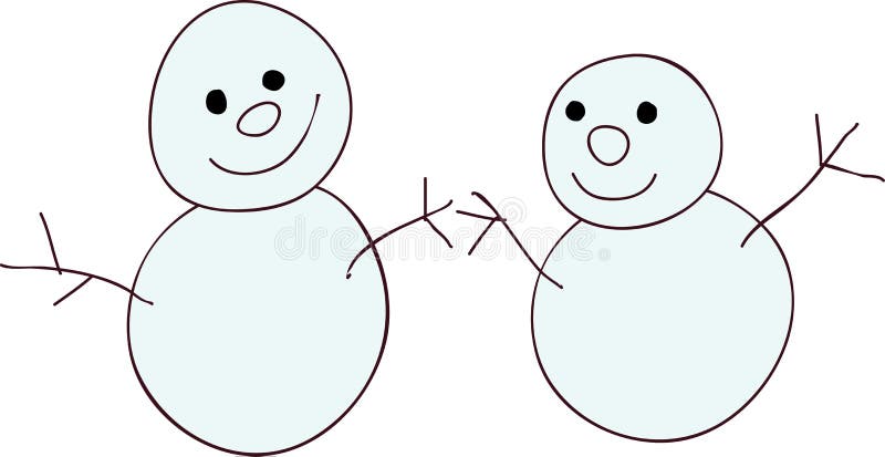 Pair of Snowmen Smiling Together Vector Illustration Stock Vector ...