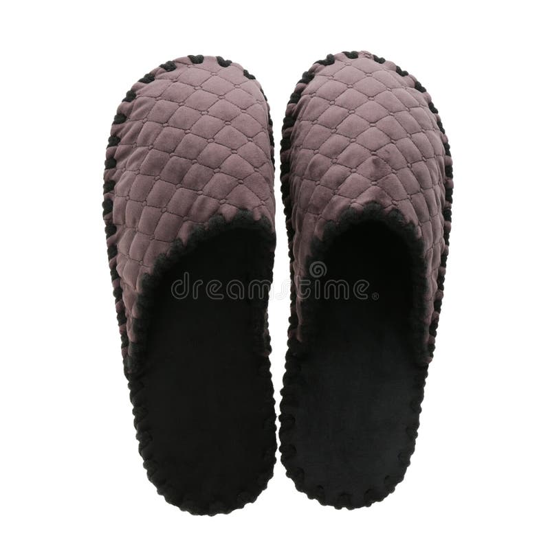 Pair of Soft Closed Toe Slippers on White Background, Top View Stock ...