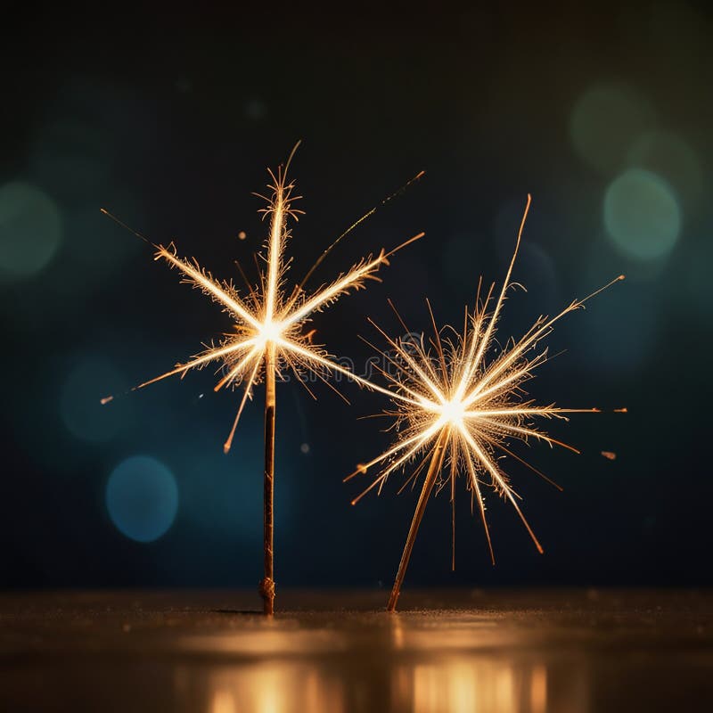 Two Sparklers, Double Sparks, Double Fun, Twin Flames of Joy. AI ...