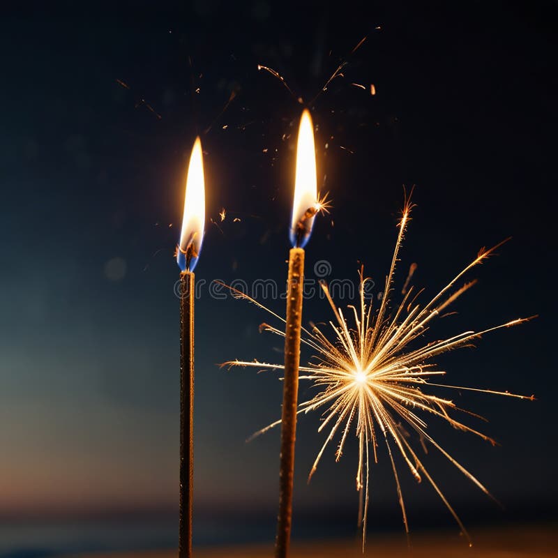 Two Sparklers, Double Sparks, Double Fun, Twin Flames of Joy. AI ...