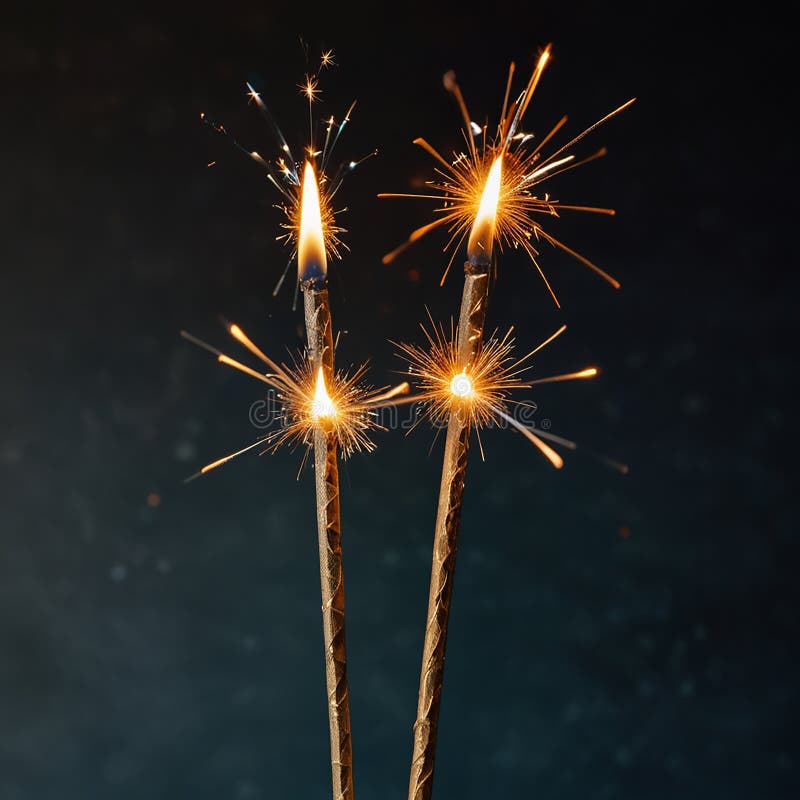 Two Sparklers, Double Sparks, Double Fun, Twin Flames of Joy. AI ...