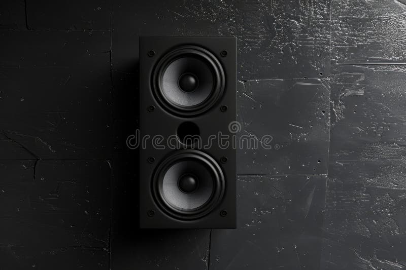 Pair of Speakers on a Black Wall Stock Image - Image of speakers, music ...