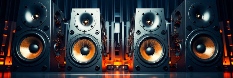 Pair of Speakers Sitting Next To Each Other on Table. Generative AI ...