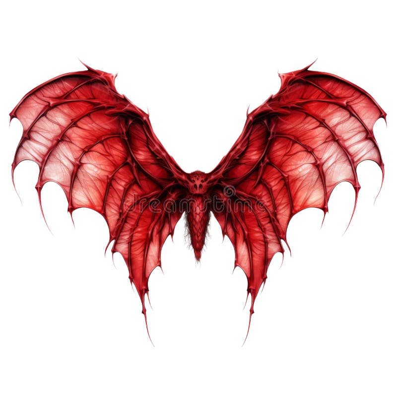 A Pair of Spiked Red Dragon Wings Stock Image - Illustration of scary ...