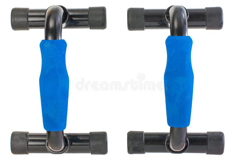 Pair of Sport Stops for Push-ups. Blue Plastic Pushups Handles Isolated ...