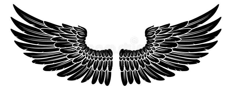 Pair of Spread Eagle or Angel Feather Wings Stock Vector - Illustration ...