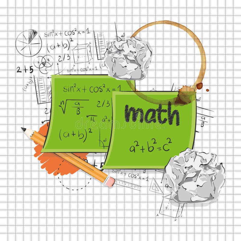Pair of Sticker Notes with Mathematical Formulas Math Class Concept ...