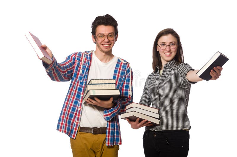 The Pair of Students Isolated on White Stock Photo - Image of hiking ...