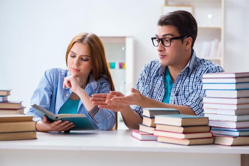 The Pair of Students Studying for University Exams Stock Photo - Image ...