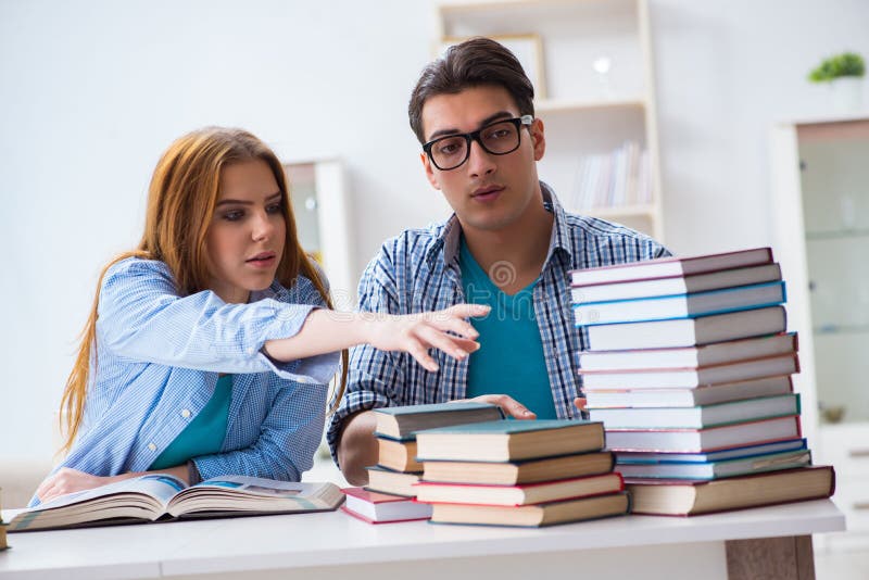 The Pair of Students Studying for University Exams Stock Image - Image ...
