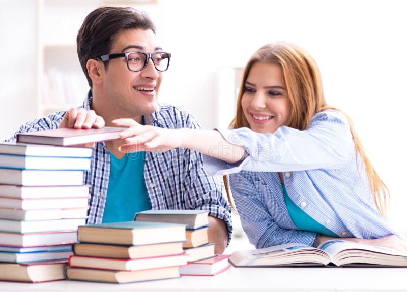 Pair of Students Studying for University Exams Stock Photo - Image of ...