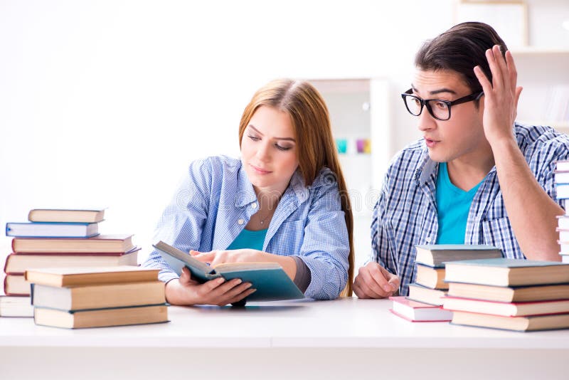 The Pair of Students Studying for University Exams Stock Image - Image ...