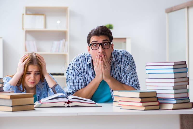 The Pair of Students Studying for University Exams Stock Image - Image ...