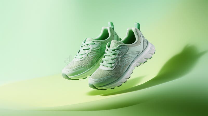 Green Sporty Sneakers on Gradient Background, AI Generated Stock ...