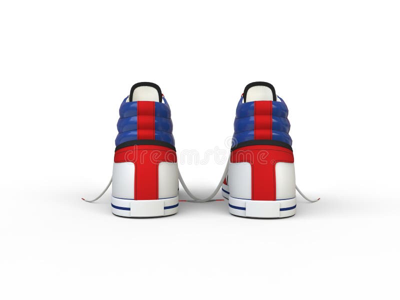 Pair of Stylish Modern Sneakers - Back View Stock Illustration ...