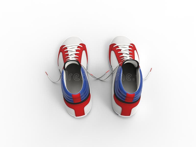 Pair of Stylish Modern Sneakers - Front View Stock Illustration ...