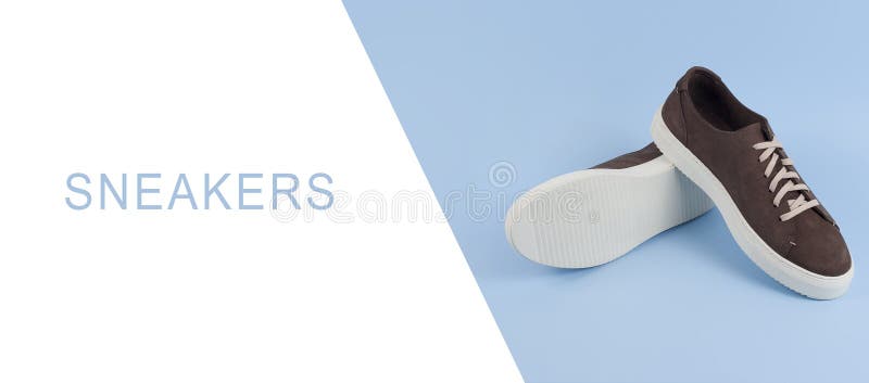Pair of Stylish Sneakers, Free Space for Text Stock Photo - Image of ...