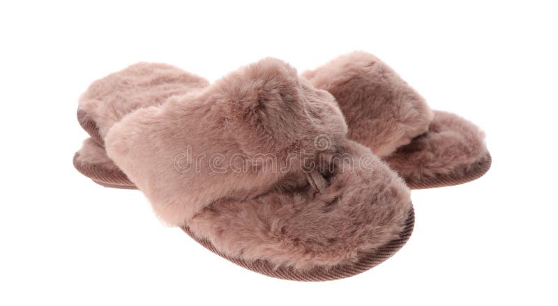 Pair of Stylish Soft Slippers on White Background Stock Image - Image ...
