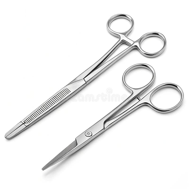 Pair of Surgical Scissors and Forceps Stock Illustration - Illustration ...
