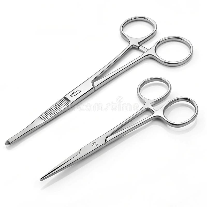 Pair of Surgical Scissors and Forceps Stock Illustration - Illustration ...