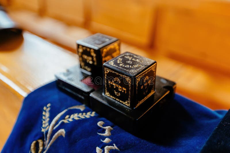 A Pair of Tefillin on a Synagogue Bench Stock Photo - Image of religion ...