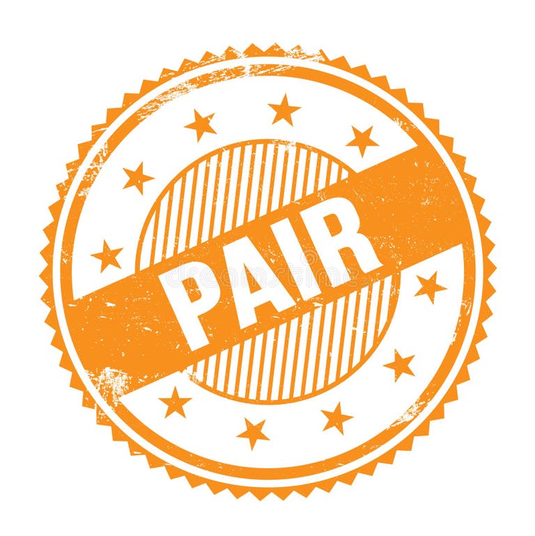 PAIR Text Written on Orange Grungy Round Stamp Stock Illustration ...