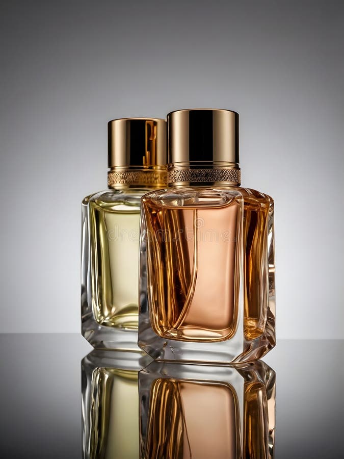 Pair of Timeless Classics: Unique Perfume Bottles Stock Illustration ...