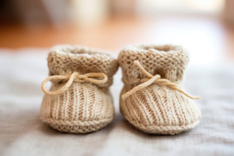 Pair of Tiny Gender-neutral Baby Booties Stock Illustration ...