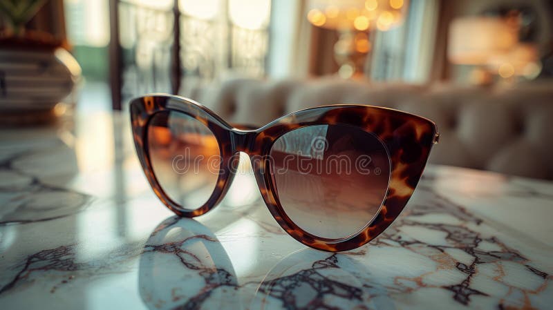 A Pair of Tortoiseshell Sunglasses on a Table. Stock Image - Image of ...