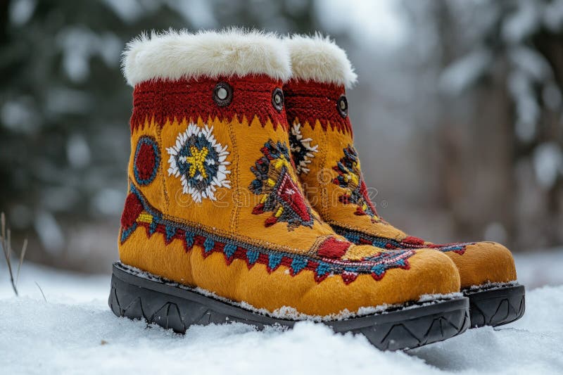 A Pair of Traditional Mukluks, Cozy and Cultural, Winter Theme Stock ...